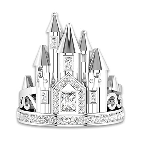 KOEDLN Luxury Castle Ring with Crystal Gorgeous Architecture Building Ring for Women Girs Boys Gifts-10