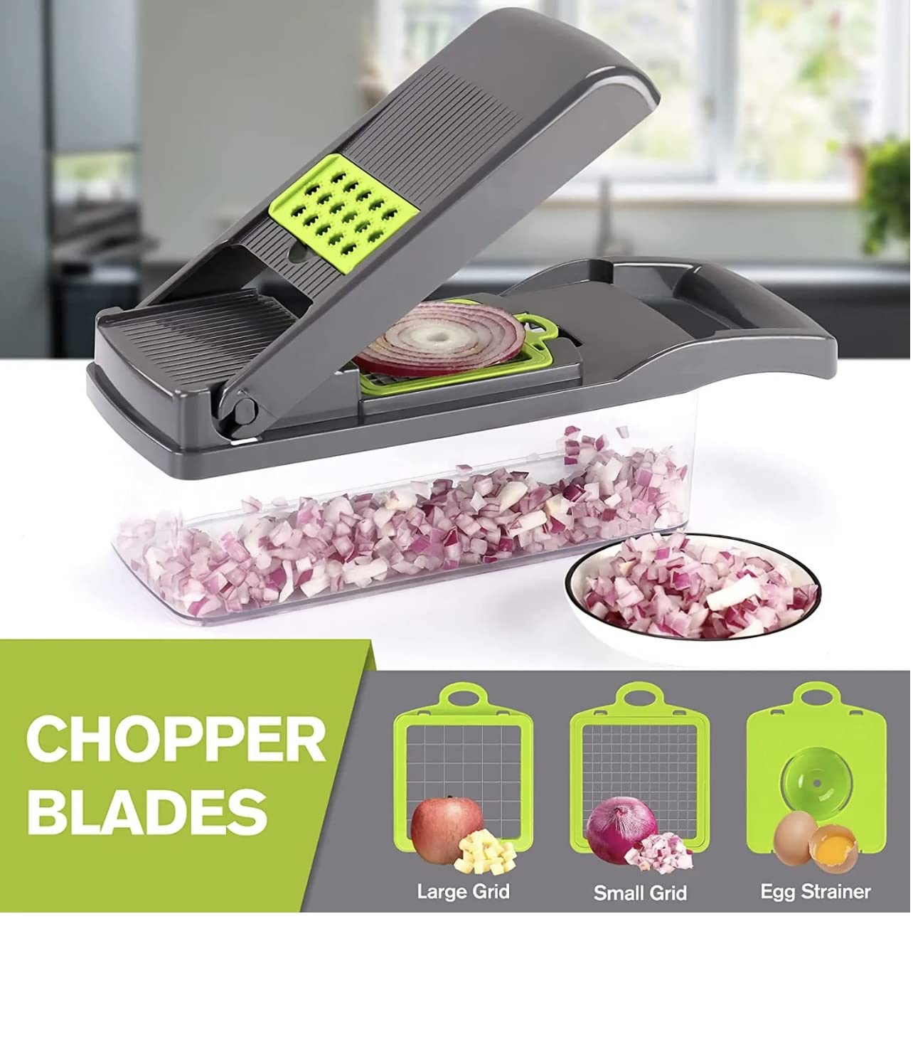 INFINITYWASAI All-in-1 Vegetable Chopper, Onion Chopper, Mandoline Slicer & Cheese Grater and Veggie Dicer