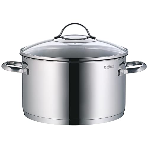 WMF Pot Set 4-Piece Provence Plus Pouring Rim Glass Lid Cromargan® Stainless Steel Polished Suitable for Induction Hobs Dishwasher-Safe, Silver, 52.7 x 28.8 x 21.8 cm