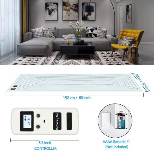ZLAWIP pet Training mat, Scan pet Indoor Electric Shock mat, LED Screen Cats and Dogs Electric Shock mat, Electric Drive Training mat to Keep Pets Away from The Sofa, 3 Modes (30"x16")