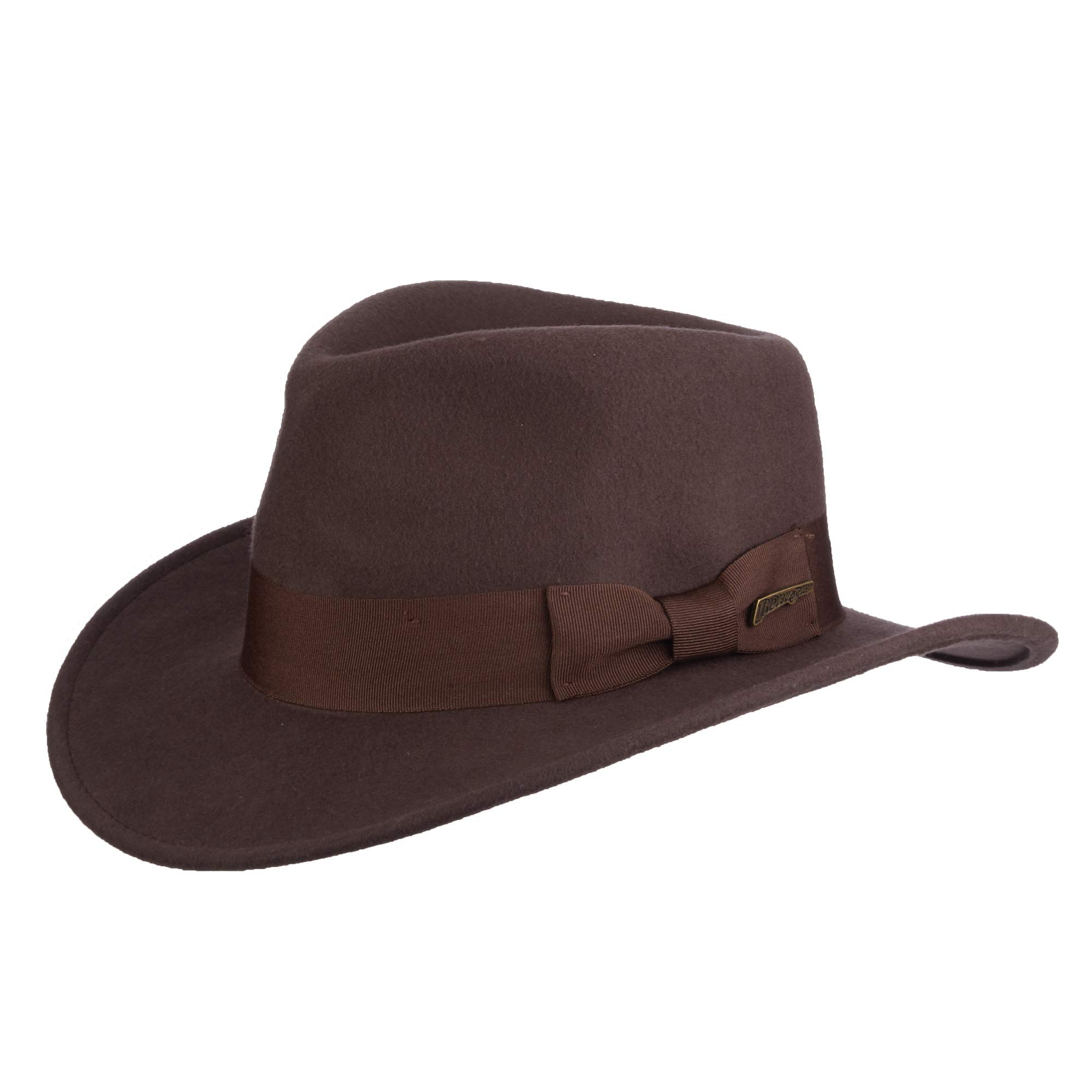 Indiana Jones Men's Water Repellent Wool Felt Fedora, Brown, Large