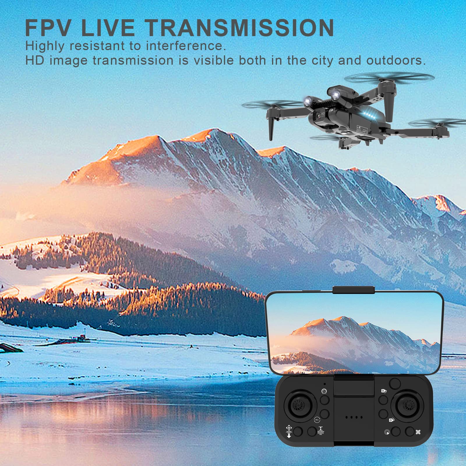 IDEA12 Drones with 1080P Camera for Adults, Foldable FPV RC Drone Quadcopter with 360°Active Obstacle Avoidance, Dual Cameras Helicopters, Altitude Hold, 360° Flip, Headless Mode, Carrying Bag