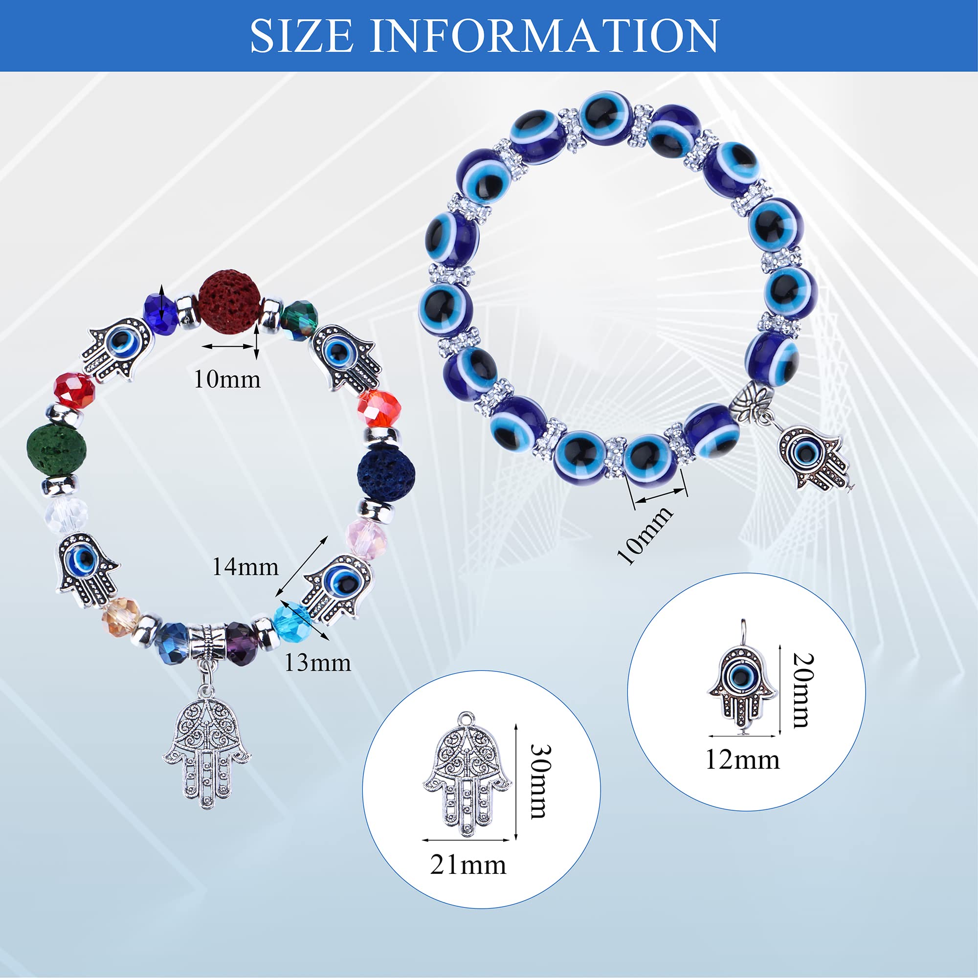 Magitaco 8PCS Evil Eye Beaded Bracelets for Women Men Blue Eye Hamsa Hand Charm Stretch Bracelet Lucky Bracelet for Protection and Blessing