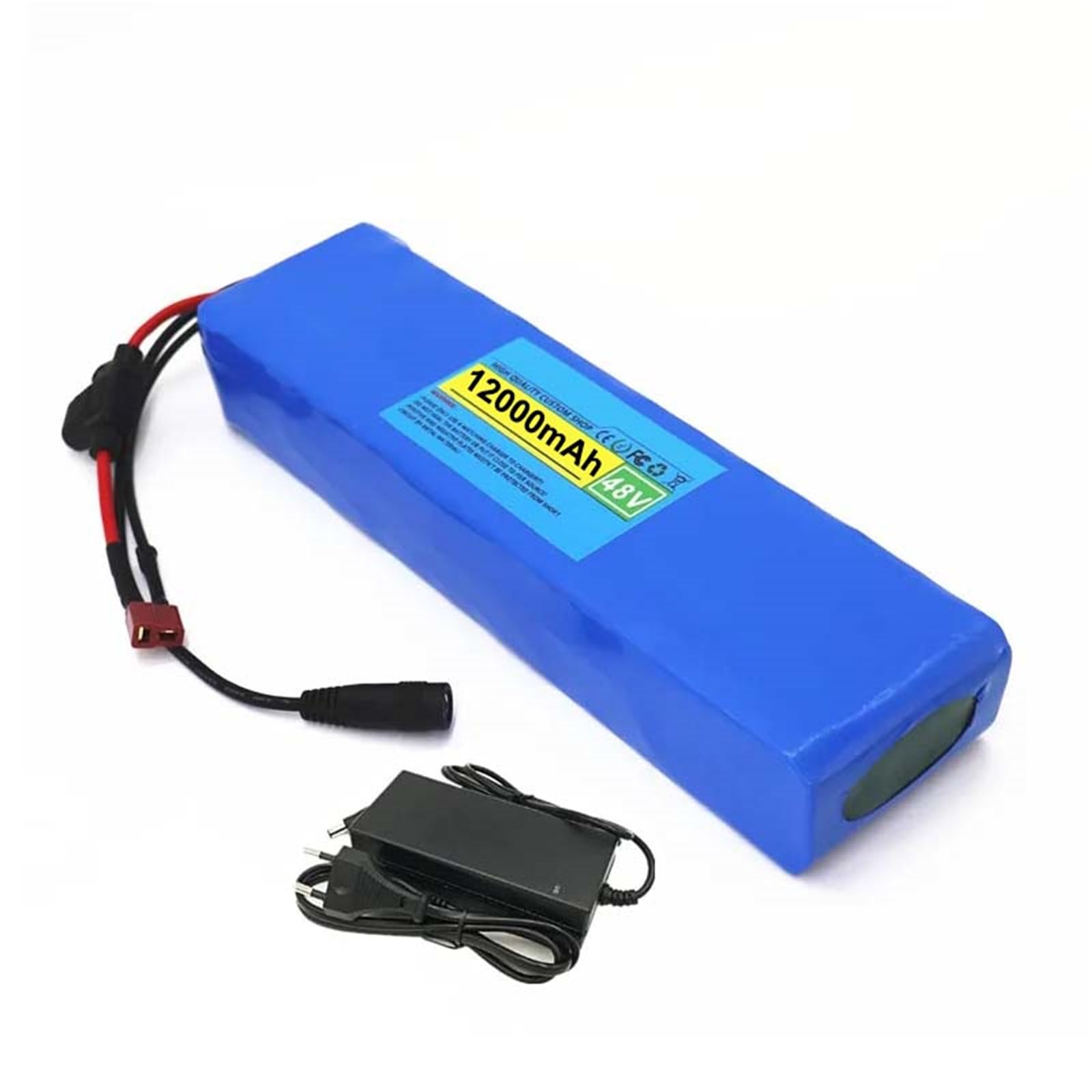 HefddEHY E-Bike Battery Pack 48V 12Ah, 18650 Lithium Ion Battery Pack,48V Electric Bicycles Conversion Kit, with 54.6V 2A Charger,for 200W-750W Electric Bicycles and Scooters,T
