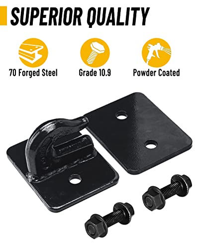 SPARKWHIZ 3/8" Tractor Bucket Hooks, Bolt On Grab Hook Grade 70 Forged Steel, Tow Hook Mount with Backer Plate for John-Deere Loader kubota Tractor Bucket (Black)