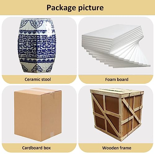 JADESA Decorative Ceramic Garden Stool, Glazed Hollow Celadon Shoe-Changing Stool Drum Stool, Suitable for Outdoor Garden, Living Room, Terrace, Etc.