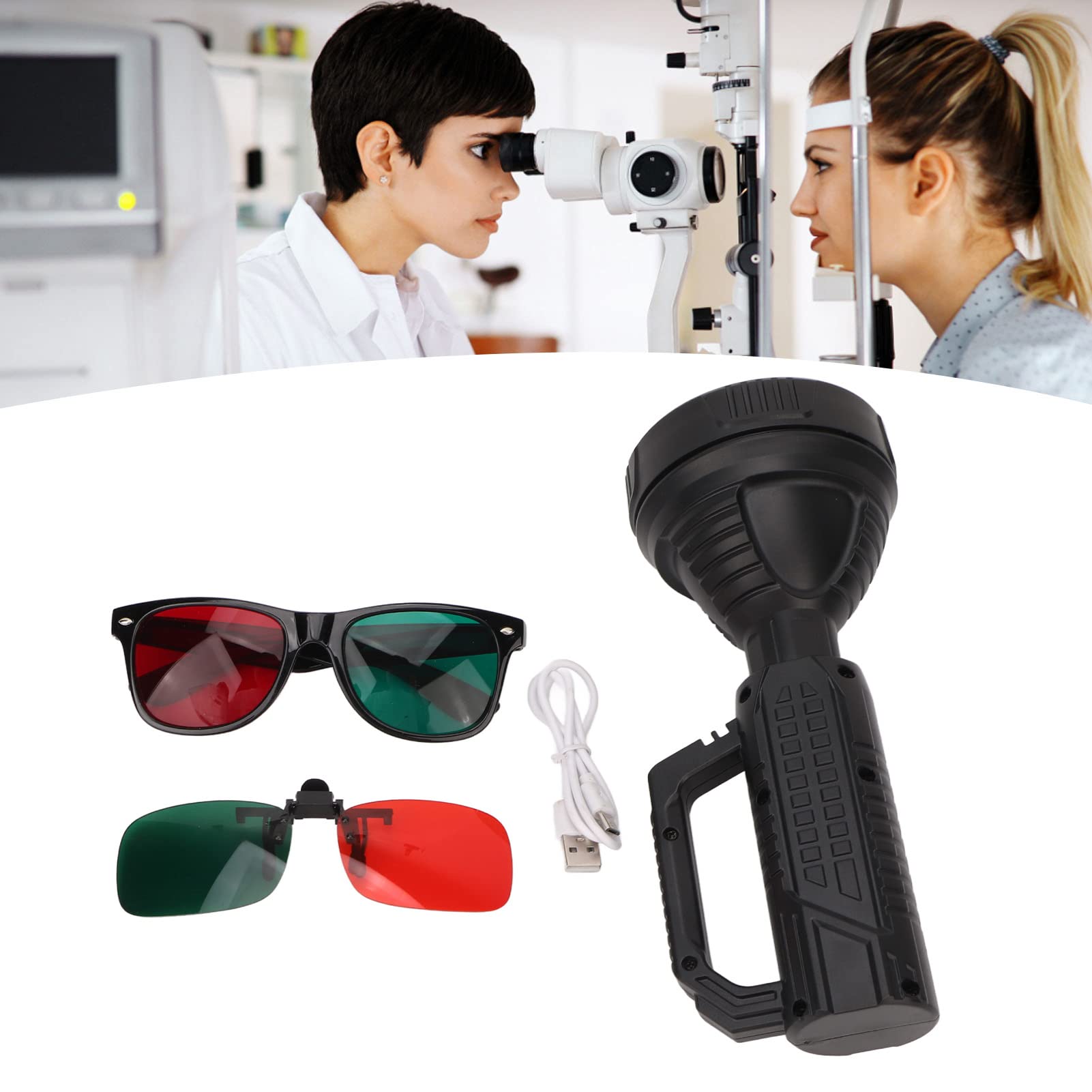 Portable 4-point Test Light, Accurate Detection Data 2000mah 4-point Test Light, Nonslip with USB Charging Cable for Ophthalmology