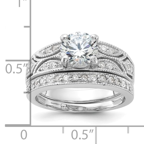 IceCarats 925 Sterling Silver Cubic Zirconia CZ Wedding Band Engagement Ring Bridal Jewelry Set Size 8