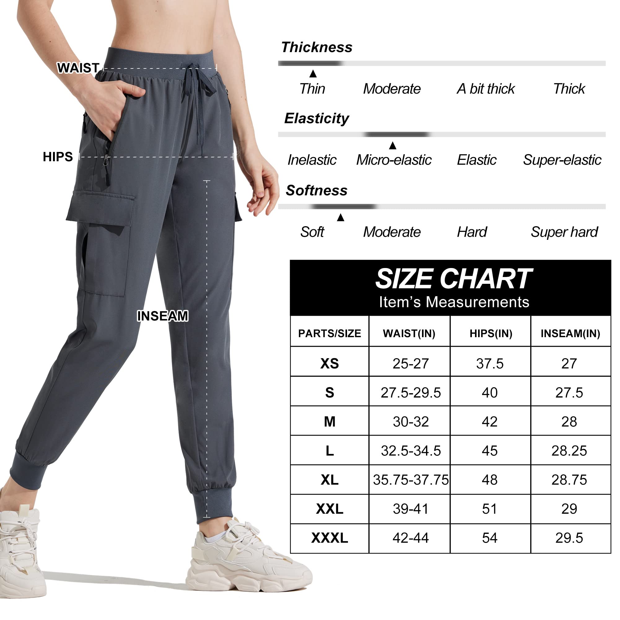 M MAROAUT Women's Hiking Pants Athletic Cargo Joggers with Zipper Pockets