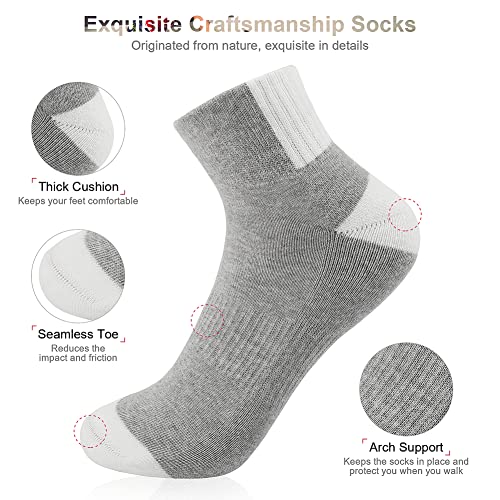 Nonwe Low Cut Socks Womens Breathable Short Golf Socks with Cushion Black&Gray S 6 Pairs
