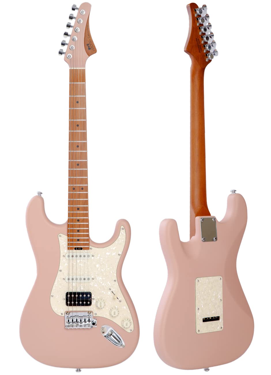 M MUSI Capricorn Electric Guitar with 6 String Maple Fingerboard Solid Body Electric Guitar for Pro Players, 22 Frets, Stainless Steel Frets, Single Single and Double Pickups