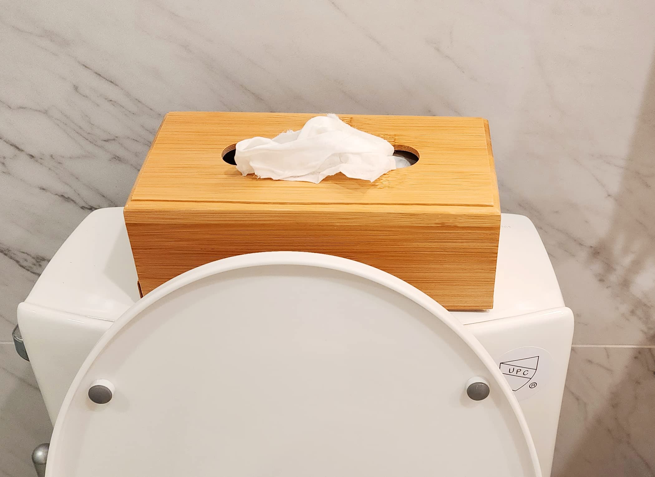 Tissue & Baby Wipes Dispenser Holder Box Decorative Wooden Container, Reusable in Bathroom Farmhouse Bamboo. Décor Tissue Box Holder | Refillable Baby Wipes Dispenser