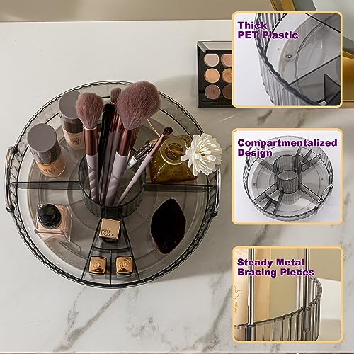 LAECHATAR Rotating Makeup Organizer for Vanity 3 Tiers, Large Capacity Skincare Organizers and Storage, Perfume Organizer Countertop, Spinning Bathroom Lazy Susan (Vintage Gold)