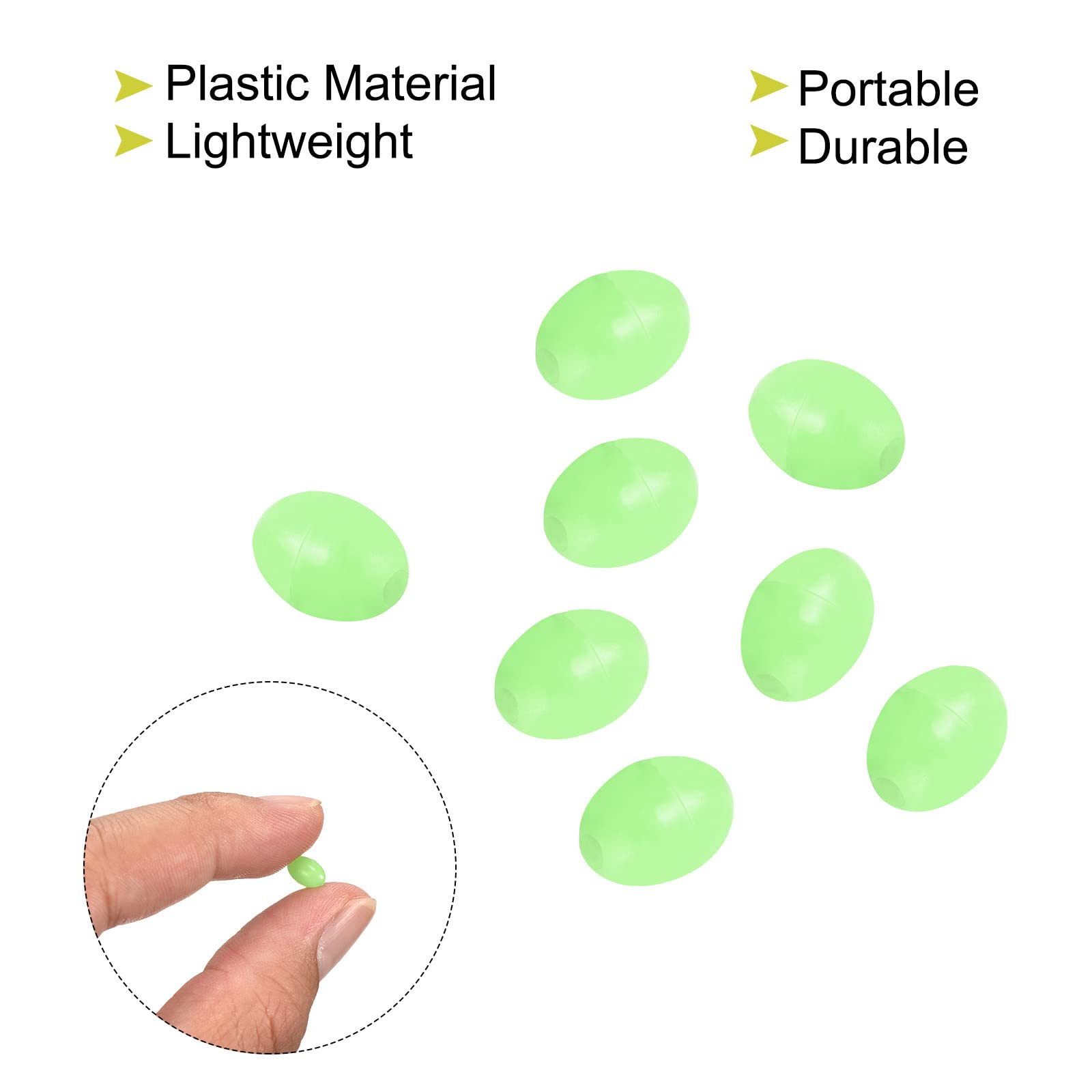 PATIKIL 4x3mm Luminous Fishing Beads, 200 Pieces Plastic Glow Fishing Bait Eggs Rig Bead Tackle Tool Oval, Green