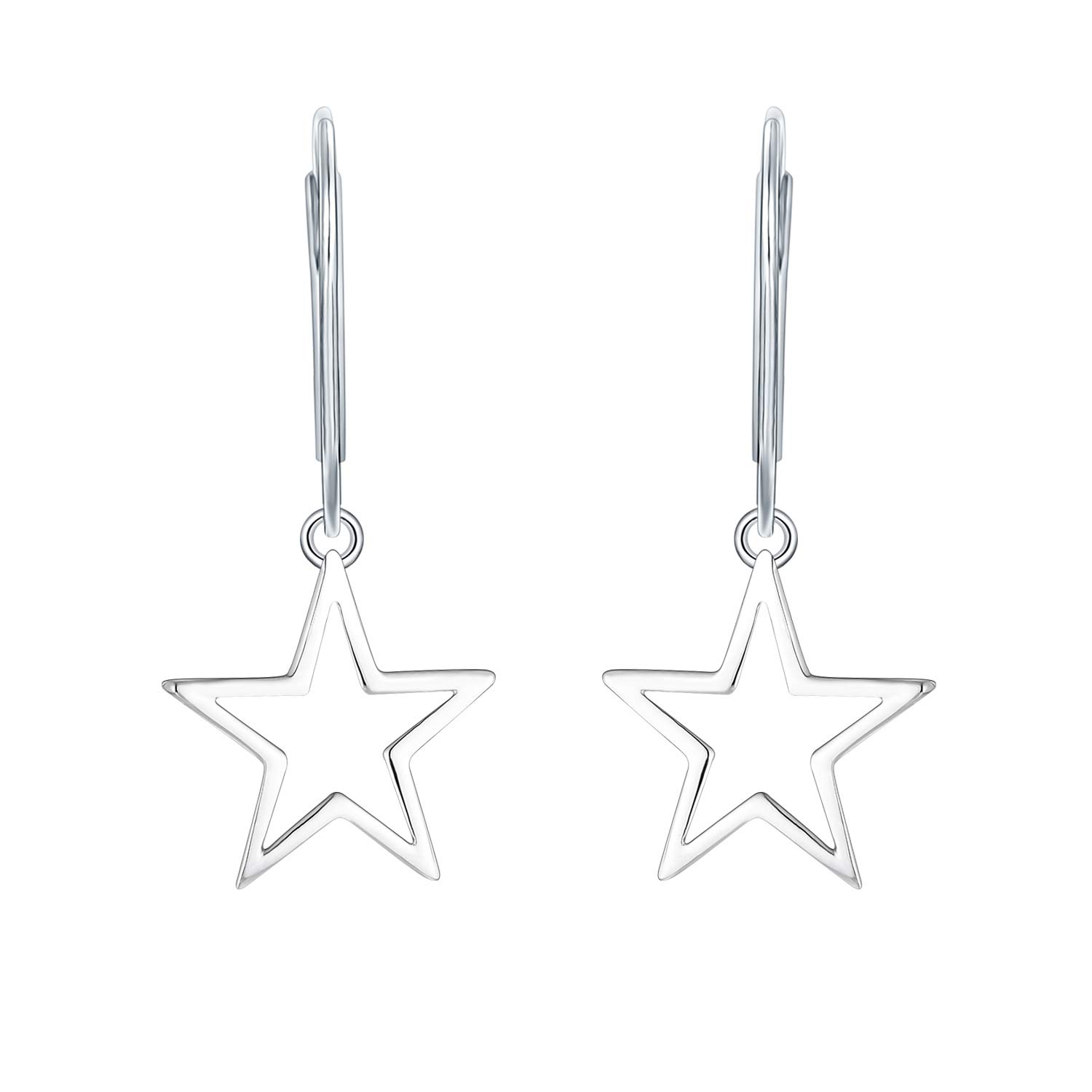 JO WISDOM Women Star Earrings,925 Sterling Silver Leverback Dangle & Drop Earrings