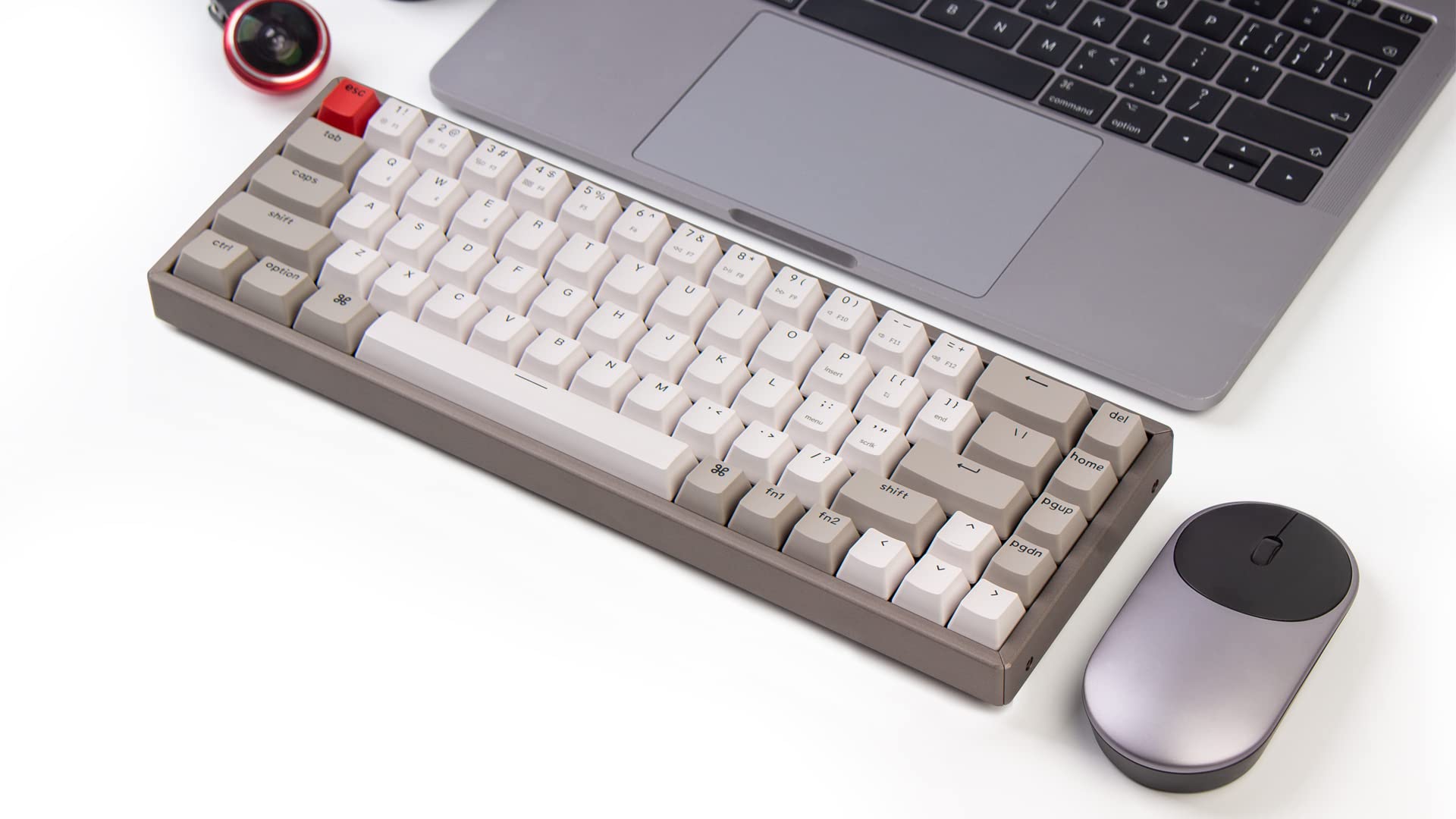 Keychron K6 68-Keys Hot-Swappable Wireless Mechanical Keyboard for Mac, 65% Compact, Bluetooth, Aluminum Frame, Wired Gaming Keyboard for Windows Non-Backlit with Keychron Red Switch