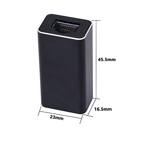 SinLoon RJ45 LAN Coupler Adapter Surge Thundering Protector Gigabit 1000Mbs Ethernet Extender Connector for Cat7 Cat6 Cat5e Female to Female (Black)