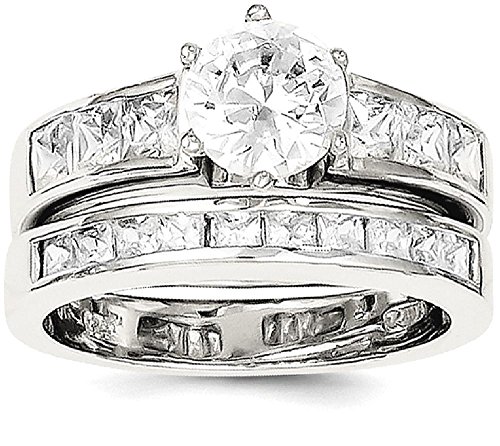 IceCarats 925 Sterling Silver Cubic Zirconia CZ Wedding Band Engagement Ring Bridal Jewelry Set Size 6