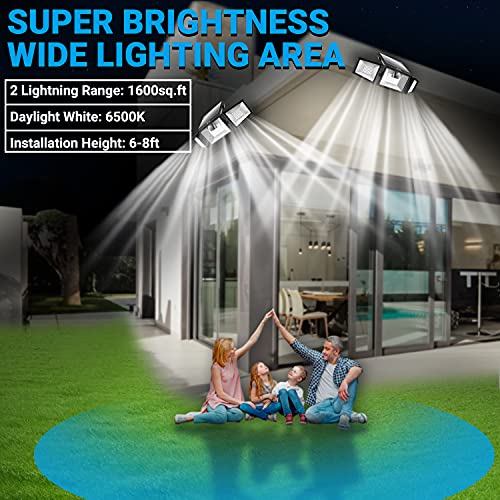 KOLYES Solar Lights Outdoor - 2 Pack, 214 LED 2200LM Ultra Bright Wireless Solar Motion Sensor Lights Outdoor with 3 Modes, Adjustable & Wide Lighting Area, IP65 Waterproof Durable LED Flood Lights