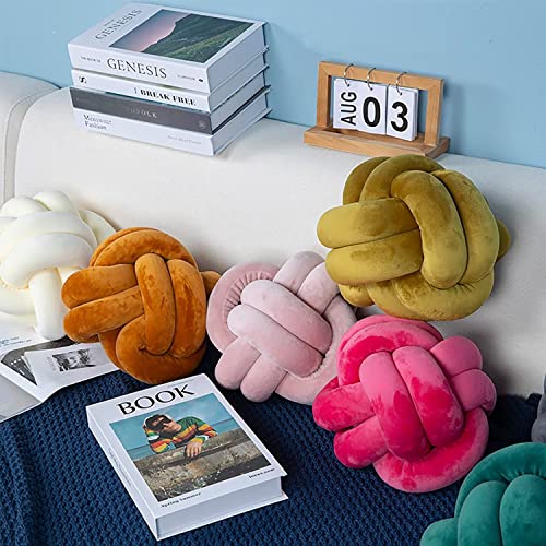 Yefound Navy Blue Knot Ball Pillow Home Decoration Plush Throw Pillow Round Ball Cushion Knotted Pillows for Sofa Car Office Decor, 8inches