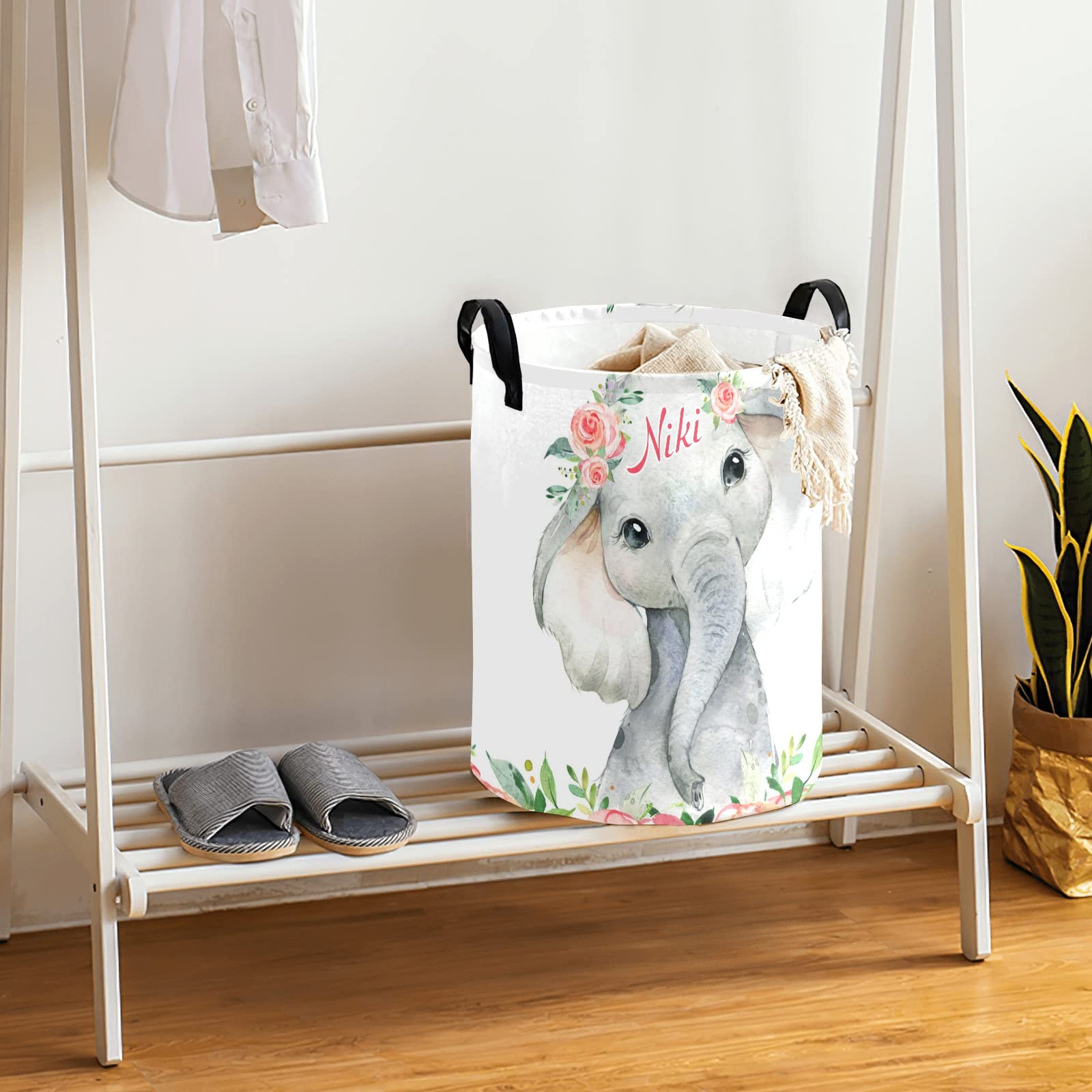 Pink Rainbow Unicorn Laundry Hamper Personalized with Name Canvas Waterproof Storage Bin with Handle for Kids Nursery Hamper Gift Baskets Home Organizer