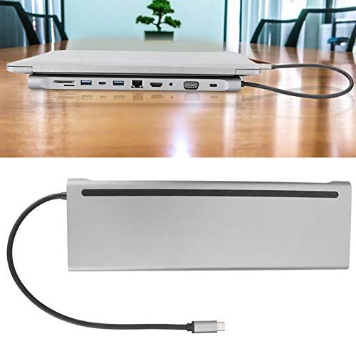 plplaaoo USB C Hub, USB Hub, USB Adapter, 11 in 1 Hub Type-C Extension Dock USB3.1 to HDMI Card Reader Multifunction Adapter for Data Transfer, USB c hub USB c Docking Station Type c hub Type c us