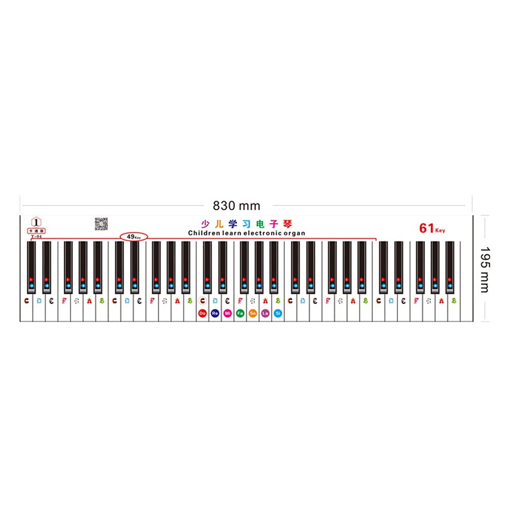 Jacksing Piano Keyboard Stickers, 88 Key Piano Sticker, Insufficient with Piano Rolling Storage Design School for Home Teacher Student(T-04, Cartoon)