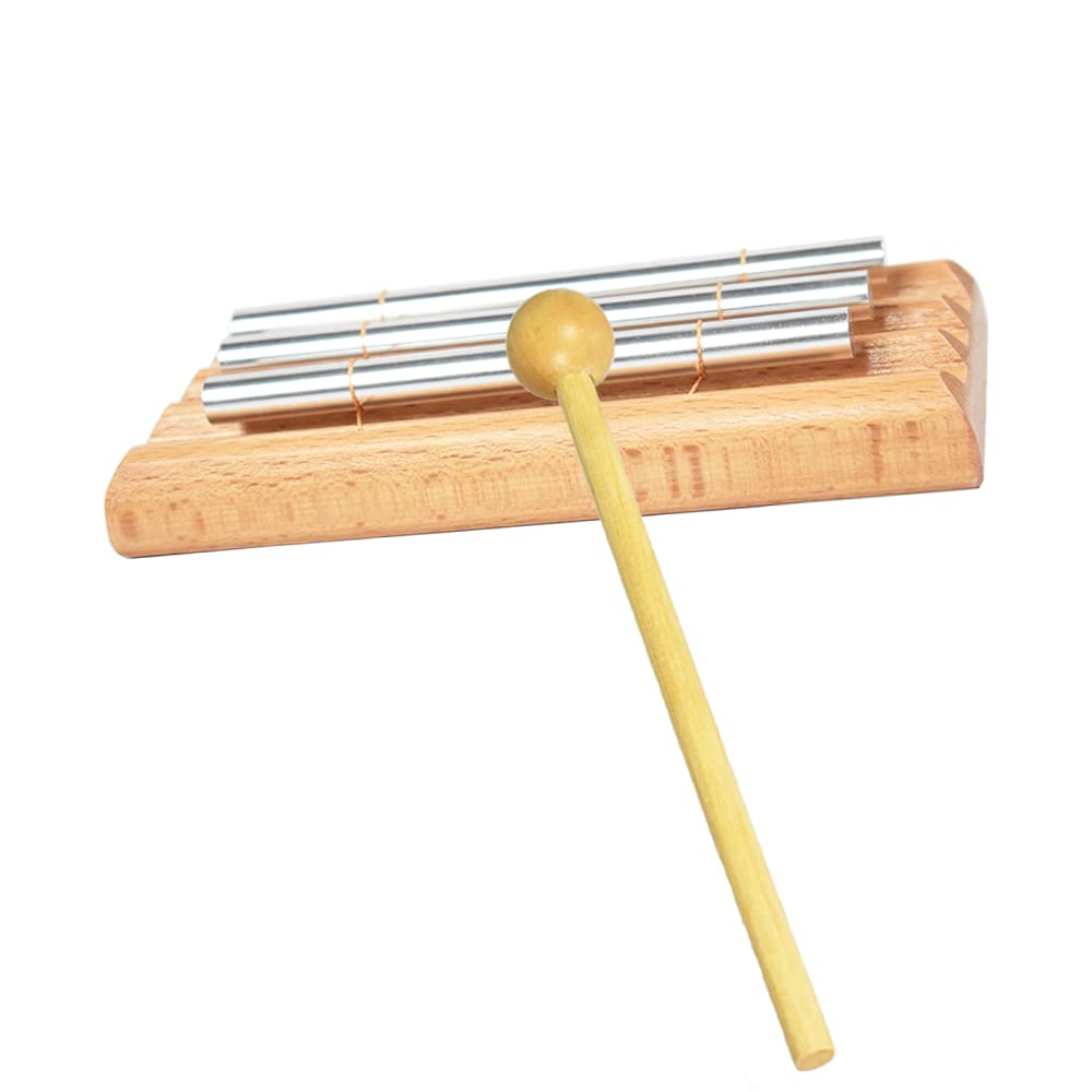 Meditation Chime Classroom Chime Accompaniment Sound Tube Reminder Bell with Mallet Mindfulness Bell for Yoga (Trio Chime)