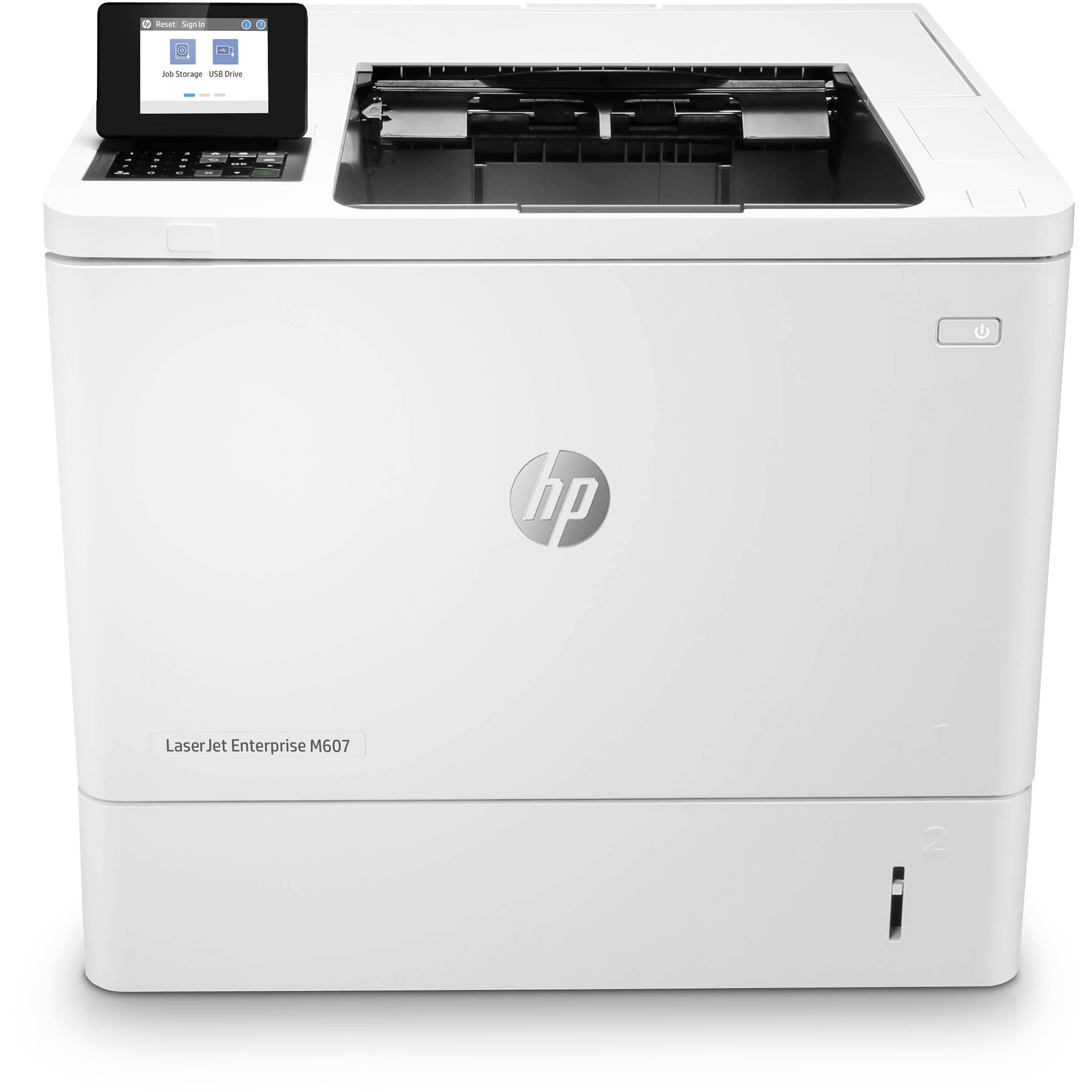 HP Laserjet Enterprise M607 n Single-Function Wired Monochrome Laser Printer, White - Print Only - 2.7" LCD, 55 ppm, 1200 x 1200 dpi, 1.5GB Memory, USB 2.0 and Ethernet Connectivity