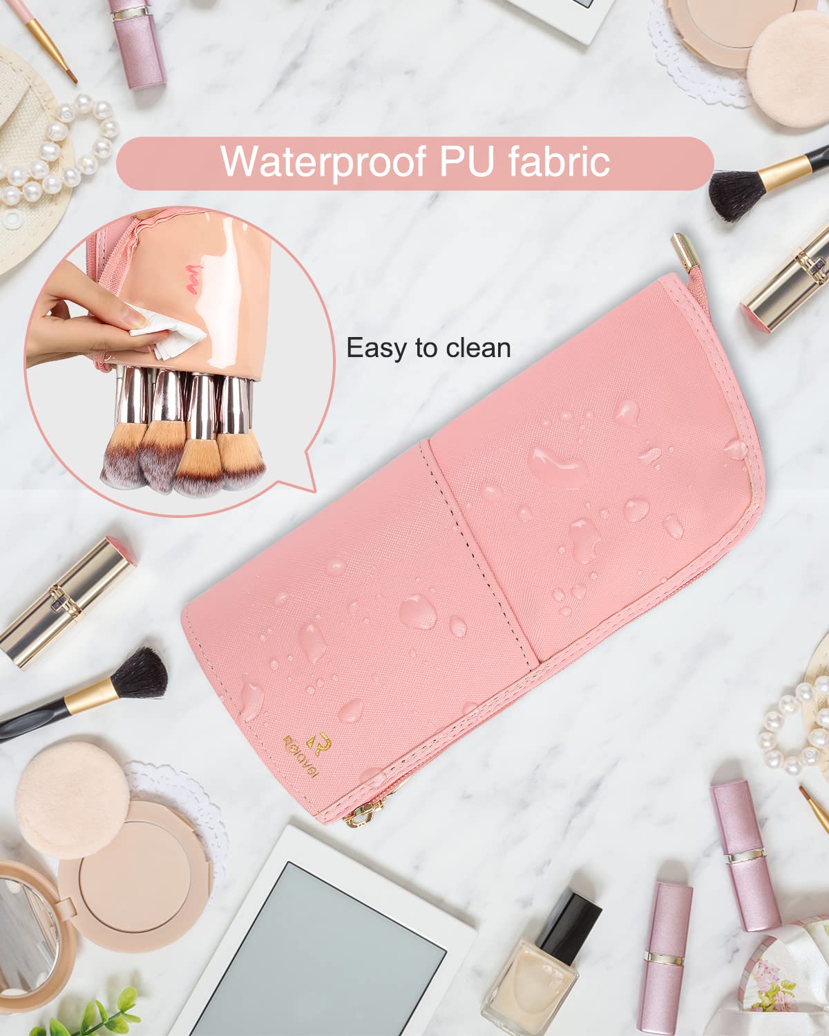 Makeup Brush Case Makeup Brush Holder Travel Professional Cosmetic Bag Artist Storage Bag Stand-up Foldable Makeup Cup (Pink, a-Large)