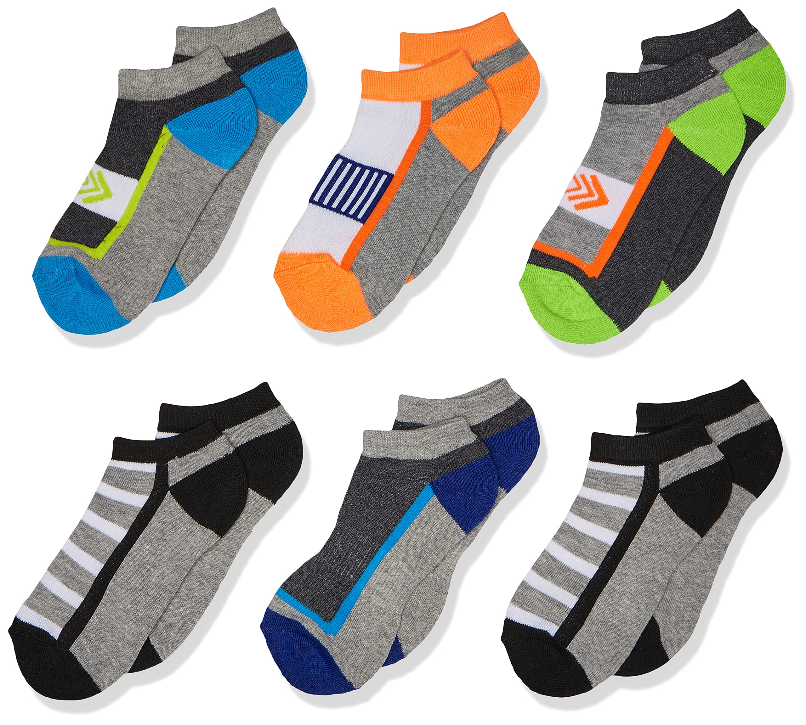 Jefferies Socks Boy's Sport Athletic Colorful Pattern Low Cut Half Cushion Socks 6 Pair Pack, Multi, Medium