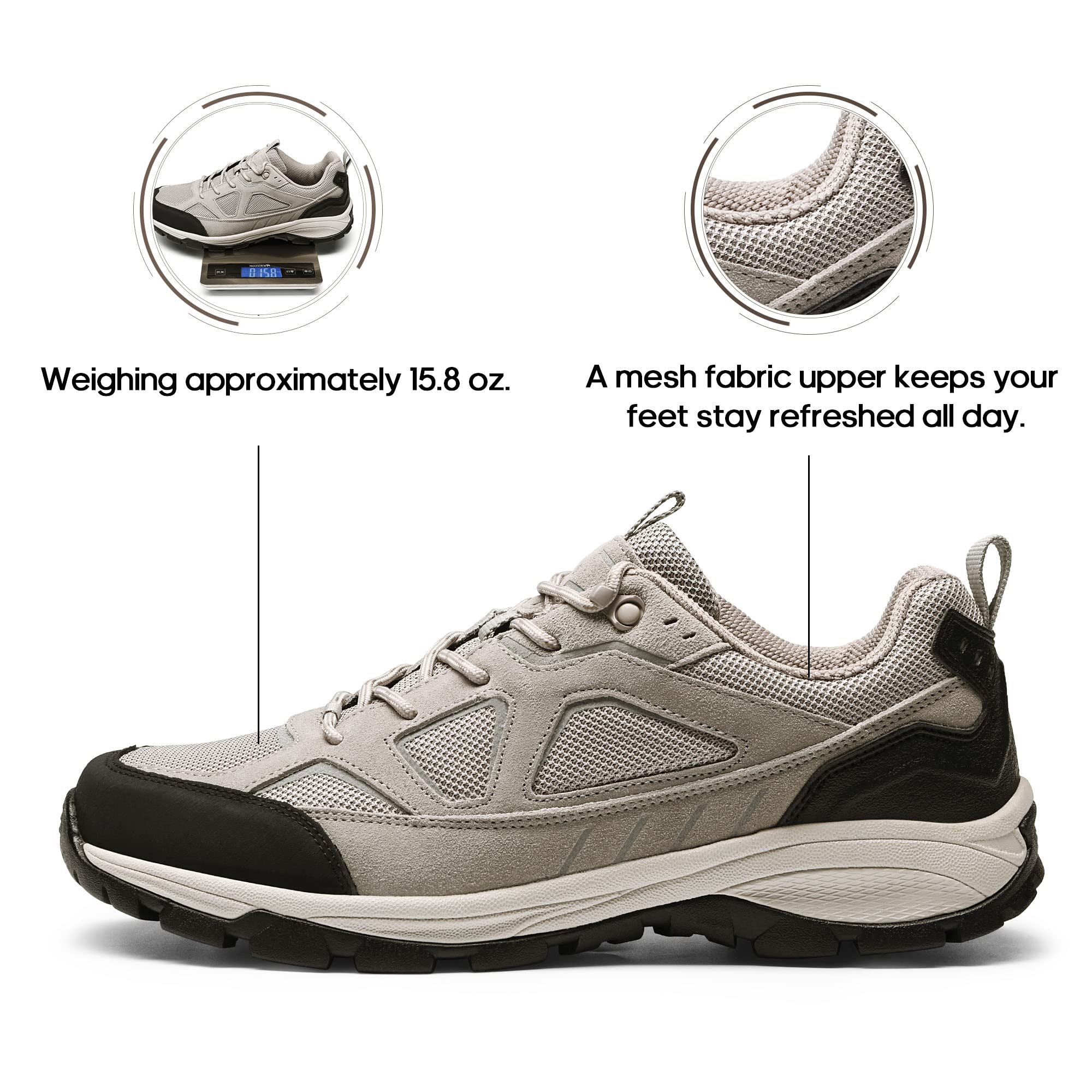 NORTIV 8 Men's Hiking Shoes Lightweight Outdoors Trekking Mid Shoe Beige, 11Size, SNHS226M