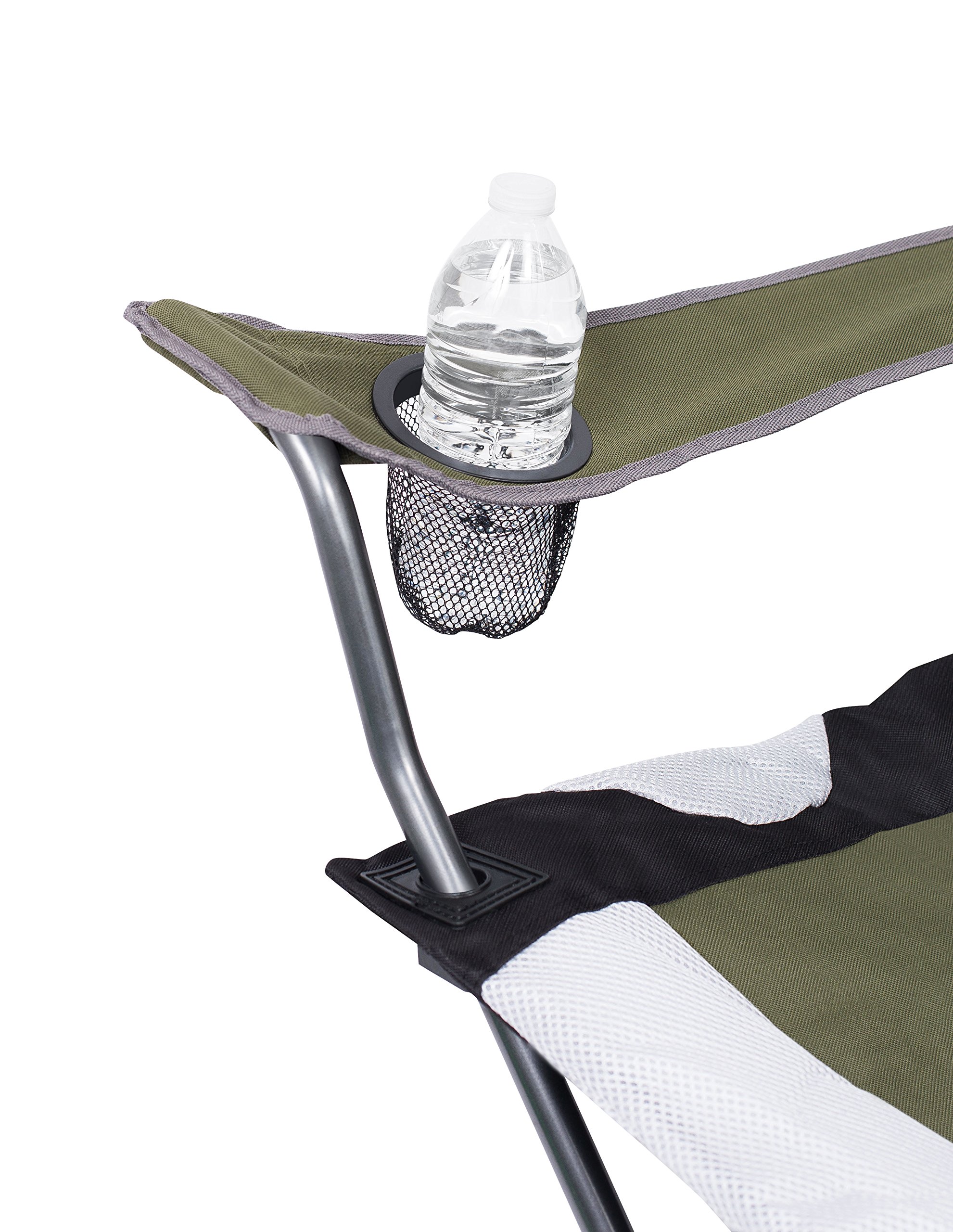 Internet's Best 2 Pack Padded Camping Folding Chair - Outdoor - Green - Sports - Cup Holder - Comfortable - Carry Bag - Beach - Quad