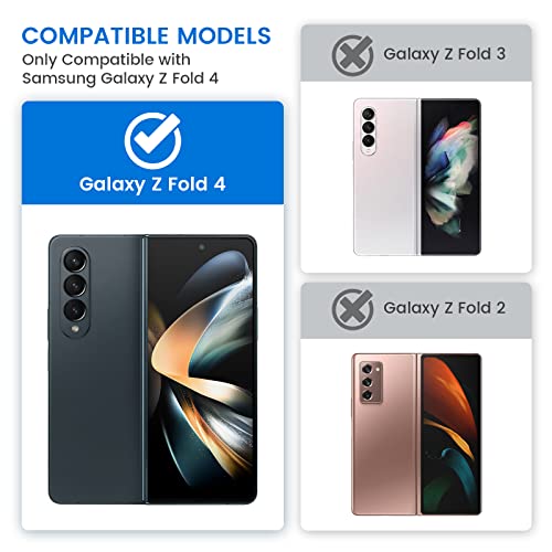 VEGO for Galaxy Z Fold 4 Case with Belt Clip Holster, 360°Ring Magnetic Kickstand & Camera Cover & Front Screen Protector, Hinge Protection Shockproof Armor Case for Samsung Z Fold 4 - Midnight Black