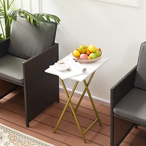 VECELO Foldable TV Tray Portable Wooden Snack Table for Livingroom, Bedroom, Office, Tiny Desk, Golden