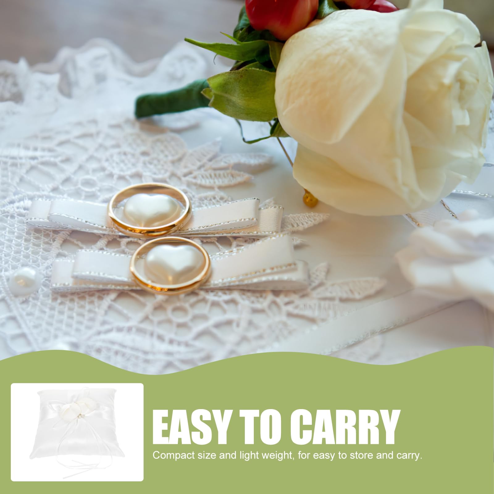 Totority Bridal Lace Ring Bearer Pillows- Elegant Wedding Ring Holder Pillow- Decorative Wedding Accessories and Supplies for Engagement and Wedding 20cm/79in