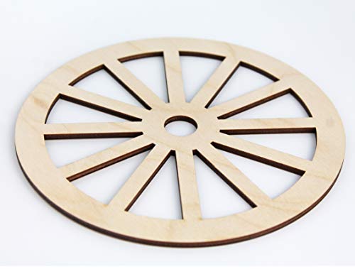 Spoked Wagon Wheel Unfinished Wood Laser Cut Out Cutout Shape Crafts Sign DIY Ready to Paint or Stain