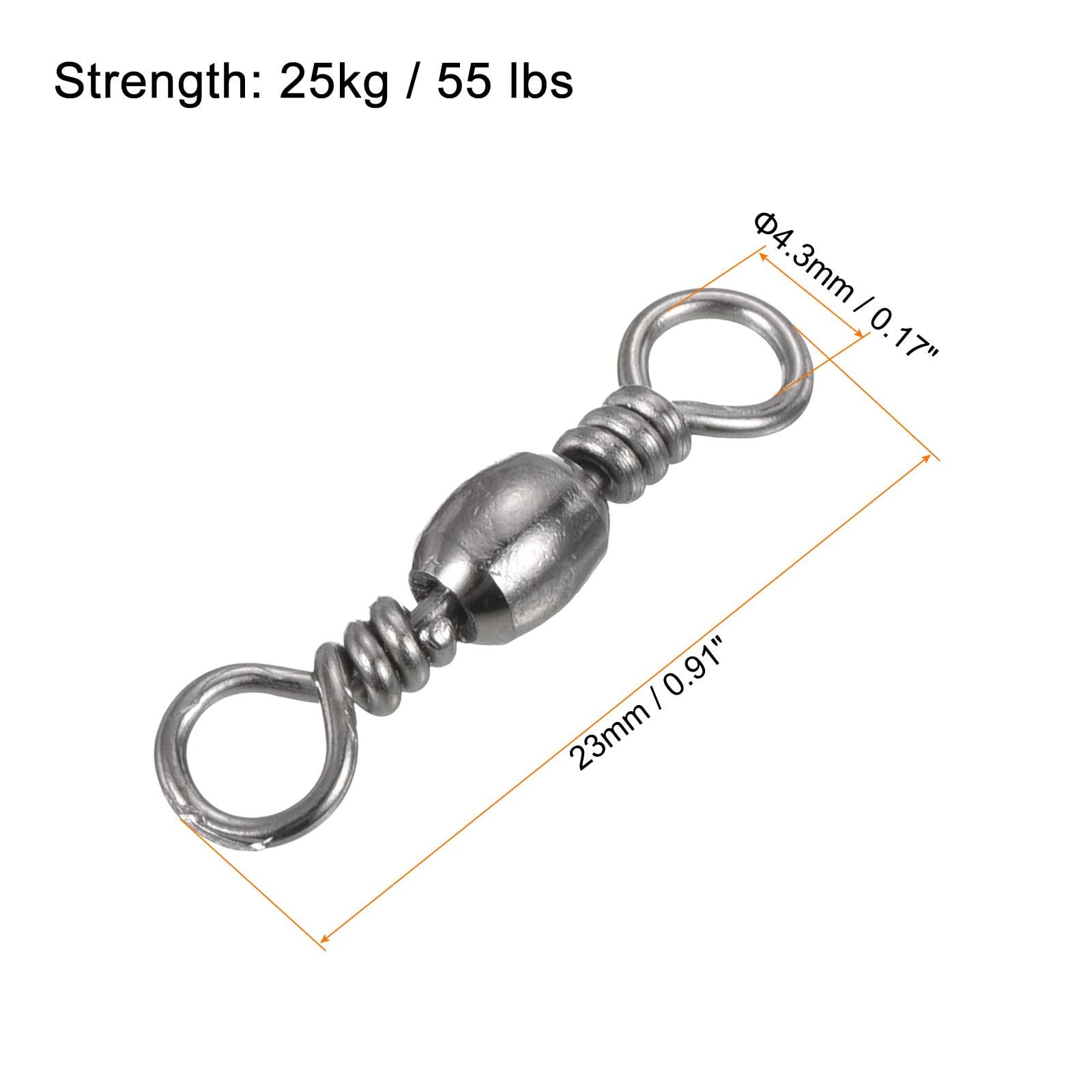 PATIKIL Fishing Barrel Swivel, 30Pcs 94lb Carbon Steel Solid Ring Terminal Tackle, Black