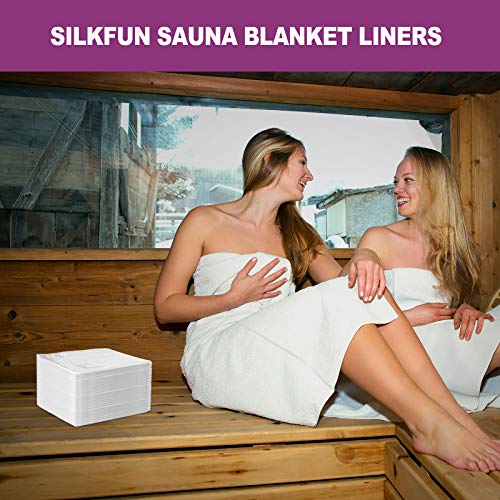 SilkFun 50 Pieces Disposable Plastic Sheeting for Body Wrap Used Inside a Far Infrared Sauna Blanket,Sauna Bag (83×47 inch)