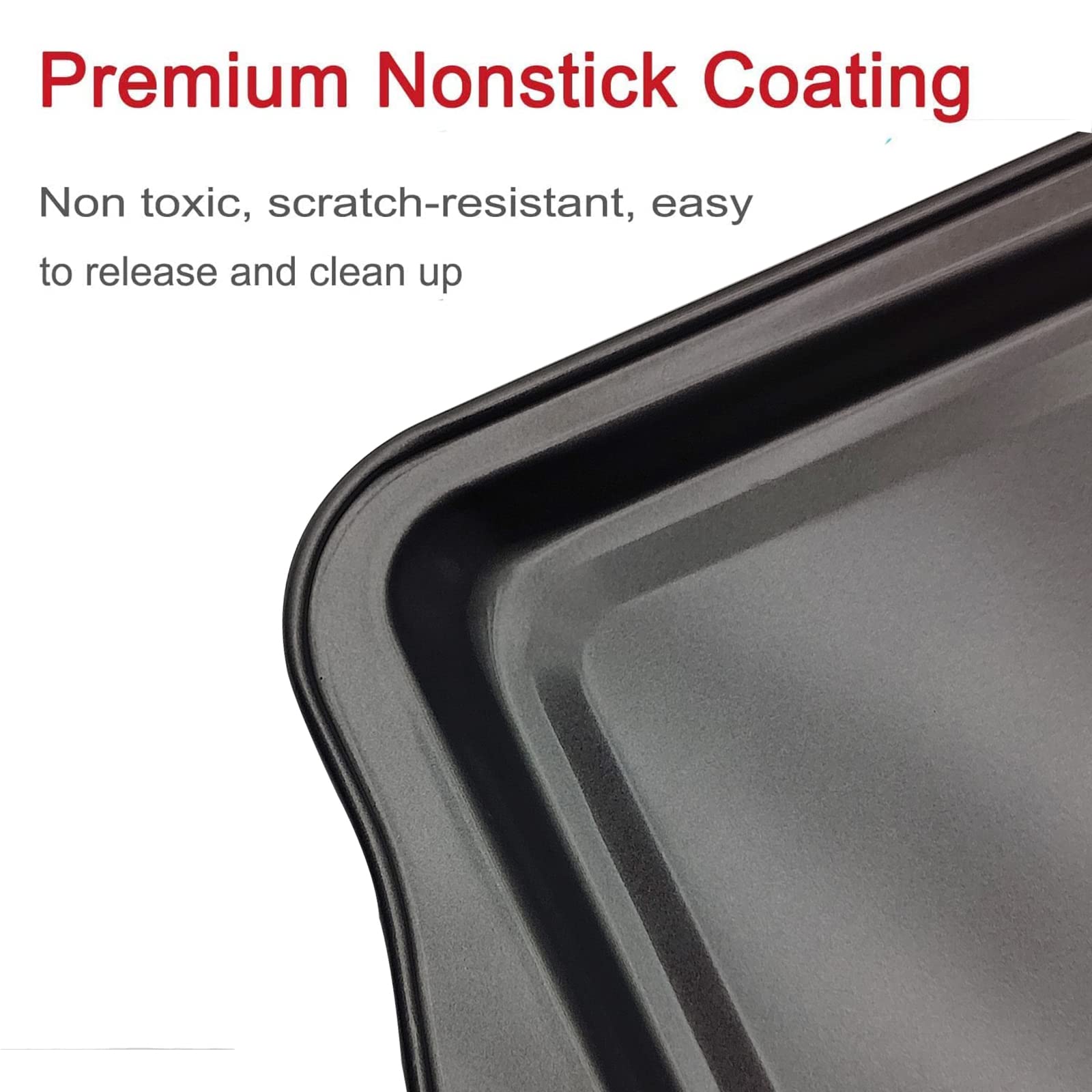 NBFTLTOP Baking Pan for Oven Non-Stick Baking Sheet Set of 4 w/Silicone Handles,Carbon Steel Baking Tray