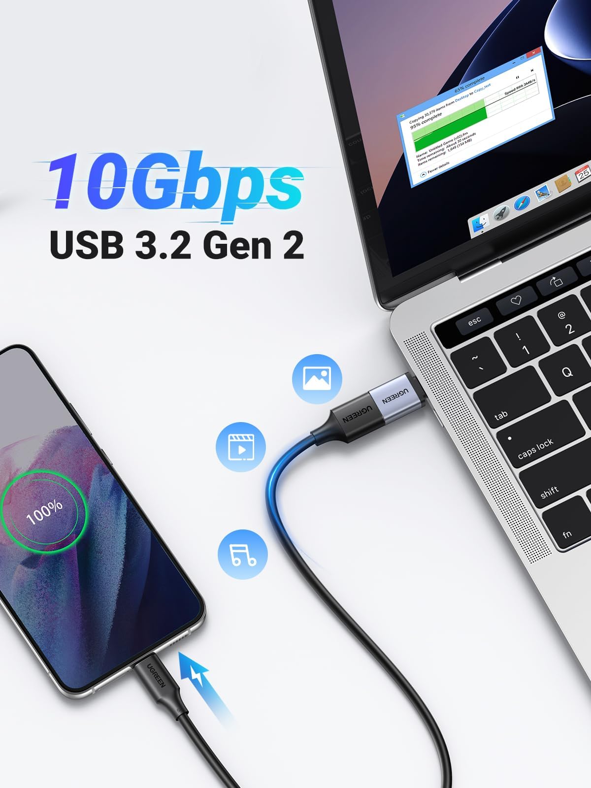 UGREEN USB to USB C Adapter 10Gbps,2 Pack USB C to USB Adapter USB C 3.2 Gen 2 Male to USB A Female Adapter Compatible with iPhone 15 Pro/Samsung/MacBook Pro/Air/iPad Pro,Thunderbolt 4/3,Gray