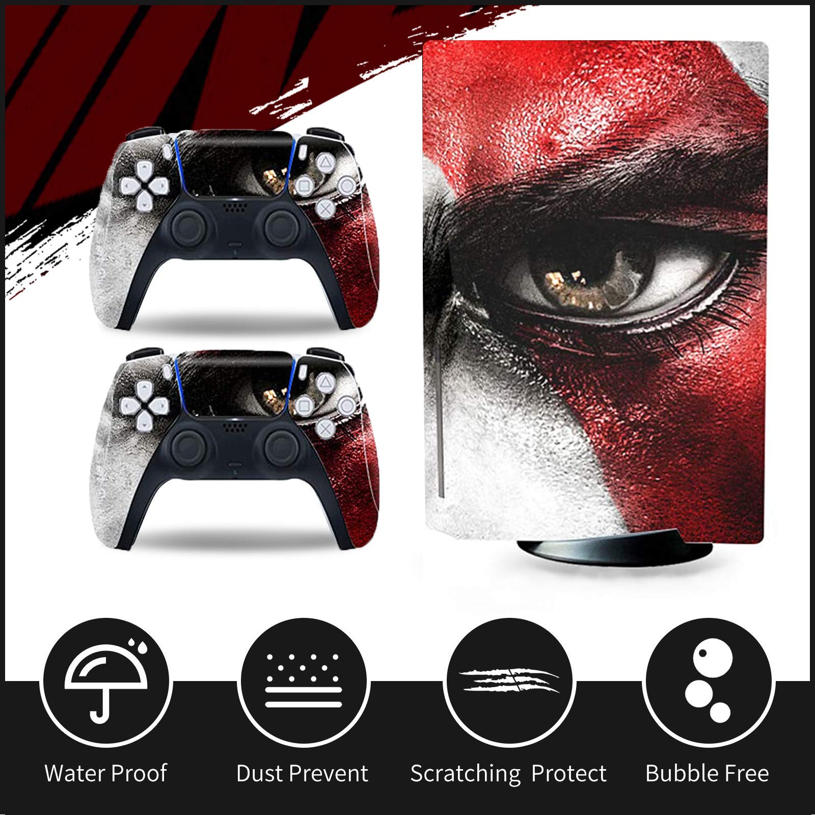 JAEES PS5 Digital Edition Console and Controller Skin Vinyl Sticker Same Decal Cover Quality for Cars. Durable, Scratch Resistant, Bubble-Free, Compatible with Playstation 5 (C)
