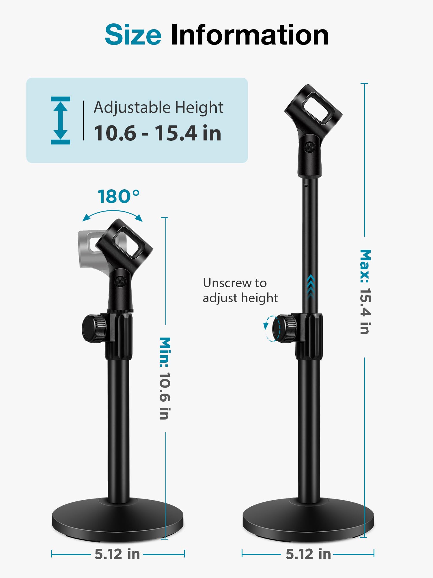InnoGear Desktop Microphone Stand, Upgraded Adjustable Table Mic Stand with Mic Clip and 5/8" Male to 3/8" Female Screw for Blue Yeti Snowball Spark & Other Microphone