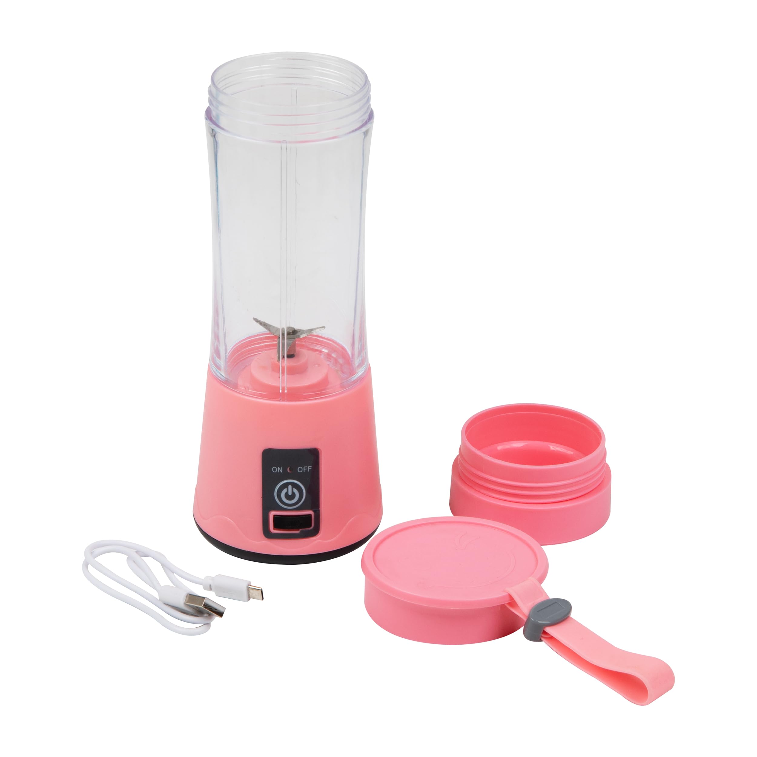 Mind Reader Blender, Rechargeable Personal Juicer, USB-Powered, Portable, Handheld, Smoothie, 3.125"L x 3.125"W x 9"H, Pink
