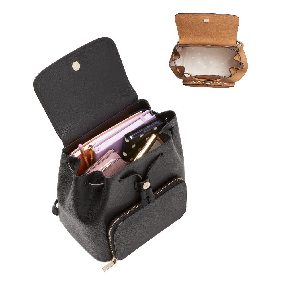 Kate Spade New York Darcy Flap Fashion Leather Backpack Medium, Light Brown