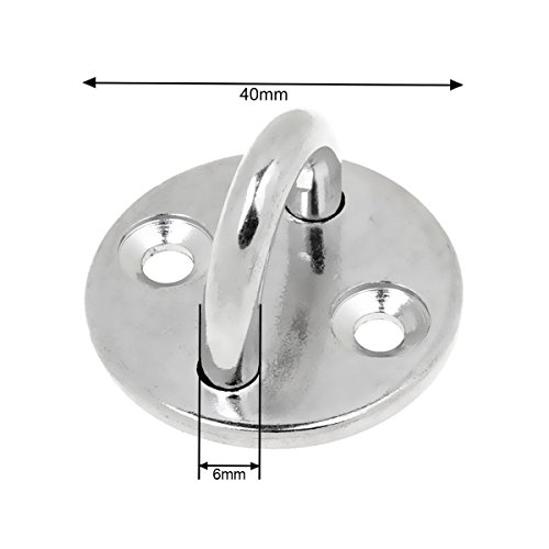 Lind Kitchen 2-Pack M6 Ceiling & Wall Mount Hanging Hardware Fitting Set 304 Stainless Steel Heavy Duty Round Pad Eye Hook Plate + Snap Hook for Yoga Hammock Swing Marine Boat Application