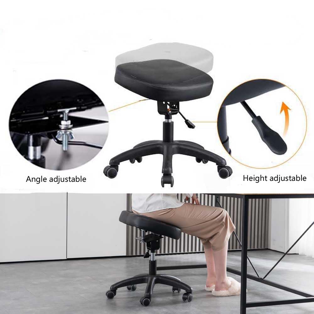 YEMOMSEAT Footrest Stool for Chair,Height and Angle Adjustable, Ottoman Stool for sitting, Kneeling chair with Angled Seat for Better Posture,Black