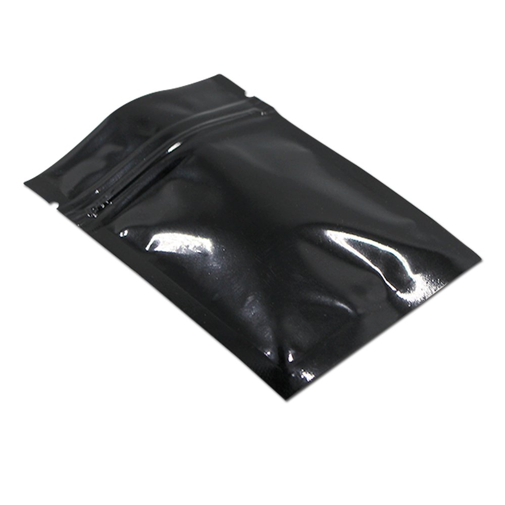 MITOB Mylar Bags for Zip Reusable Small Aluminum Foil Lock Package Bag Candy DIY Chocolate Coffee Nut Food Long Term Storage Zipper Lock Packaging Bag with Tear Notch (Black, 2.3x3.1 inch)