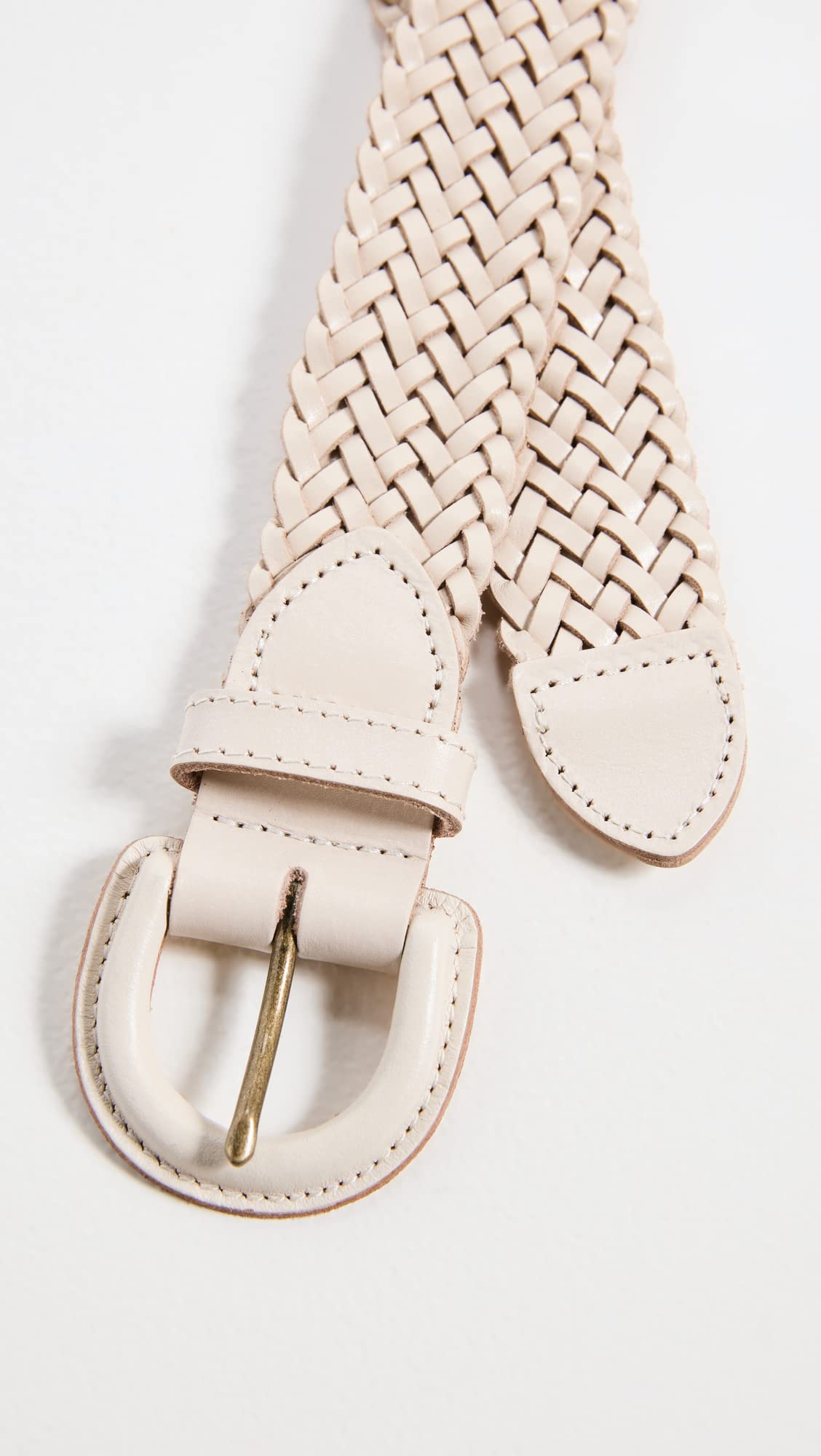 Madewell Women's Woven Leather Belt, Pale Oyster, Off White, M-L