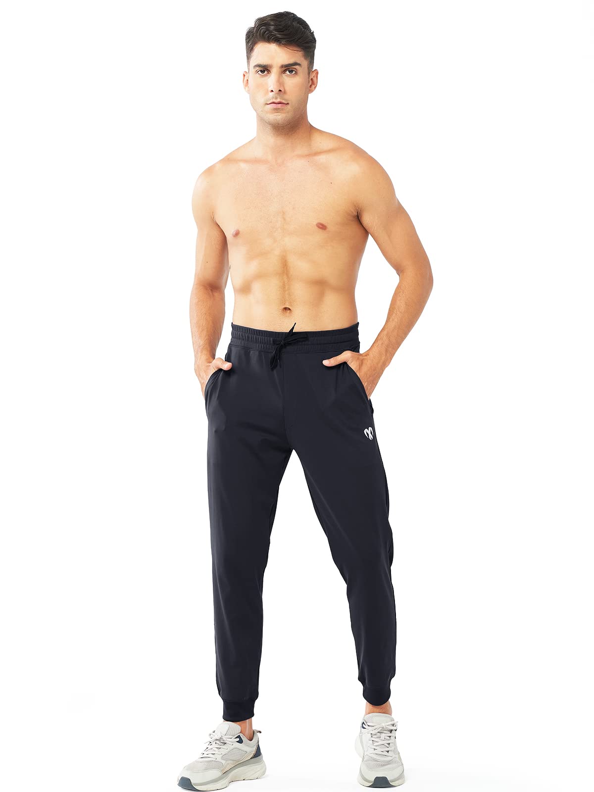 MYTREKALLY Men's Jogger Pants with Zipper Pockets Golf Pant Workout Gym Pants Jogging Pant for Men Athletic, Training, Track Black L